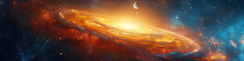 Bright Multicolored Panorama of Open Space with Stars, Galaxies ...