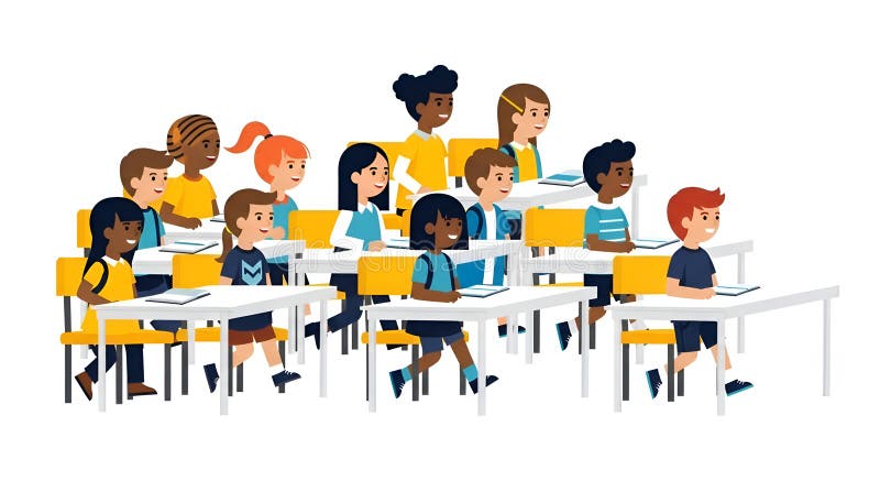 A Bright, Multicultural Classroom of Engaged, Smiling Students Learning ...