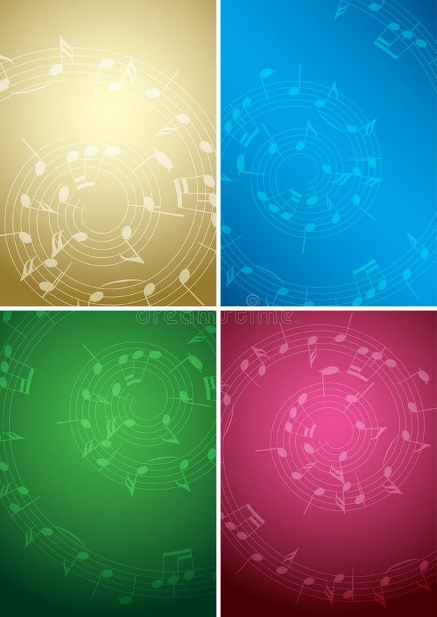 Bright Music Backgrounds with Notes - Vector Color Set Stock Vector ...
