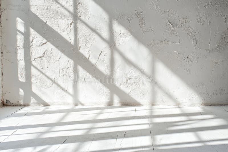 Bright Natural Light Illuminating Empty White Room with Shadows of ...