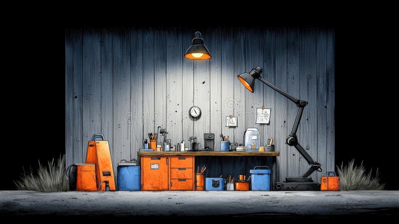 Bright and Neat Workshop with Industrial Tools and Organized ...