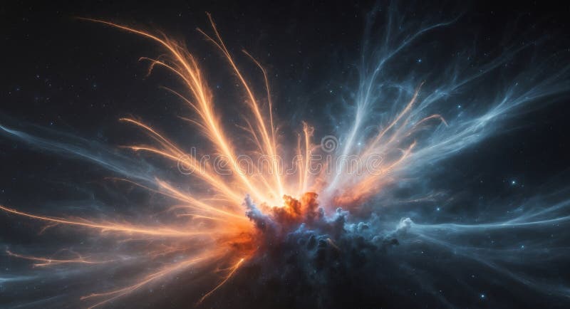 Bright Nebula Exploding with Orange and Blue Energy in Deep Space Stock ...
