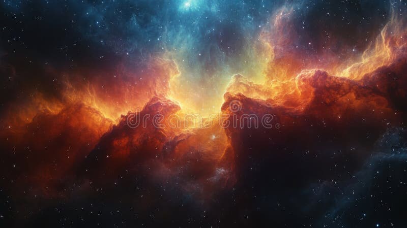 Bright Nebula with Vibrant Interstellar Colors in Deep Space Cosmic ...