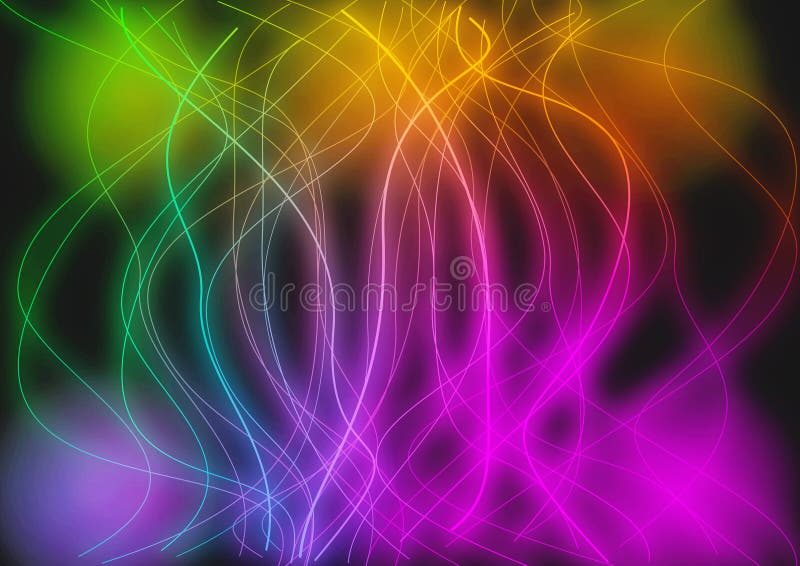Bright Neon Background Lines Circles Stock Illustration - Illustration ...