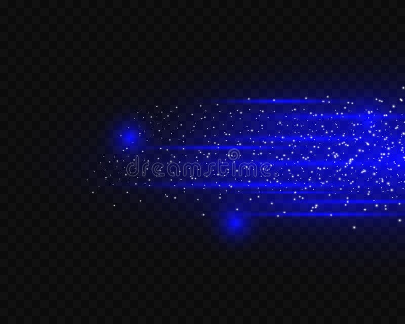 Bright Neon Blue Glowing Rays, Lines with Sparkles and Dust Stock ...