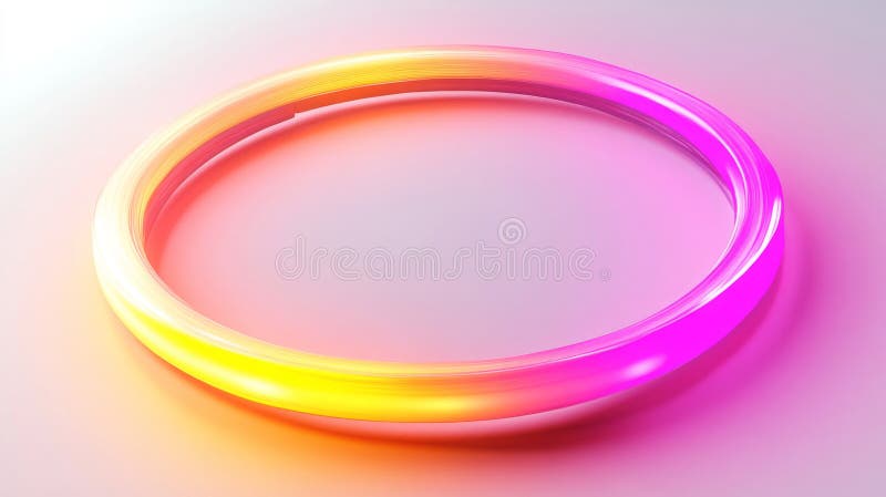 Bright Neon Circle with Pink and Yellow Gradient Glow Stock ...