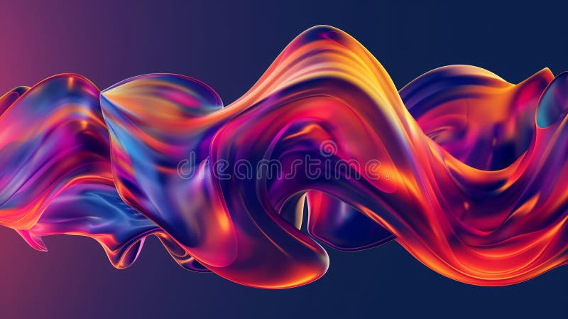 Bright Neon-colored Abstract Fluid Ribbons Dynamic Motion Dark ...