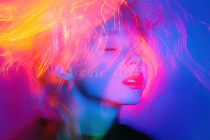 Bright Neon Colors Explode in Dynamic Movement Creating an Abstract ...
