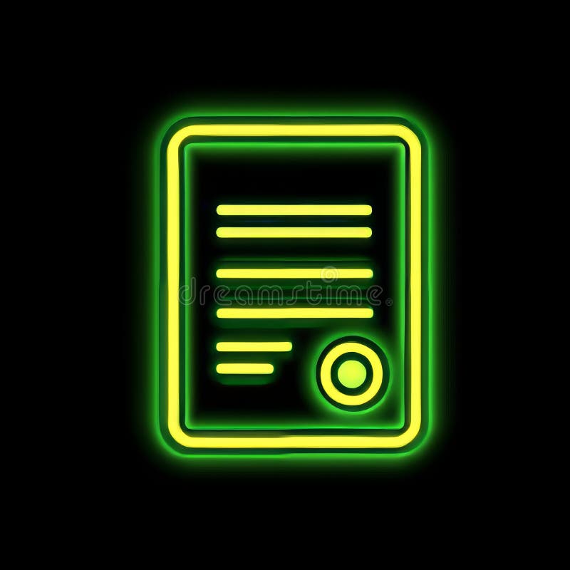 A Bright Neon Emblem Representing Identity Verification with a Document ...