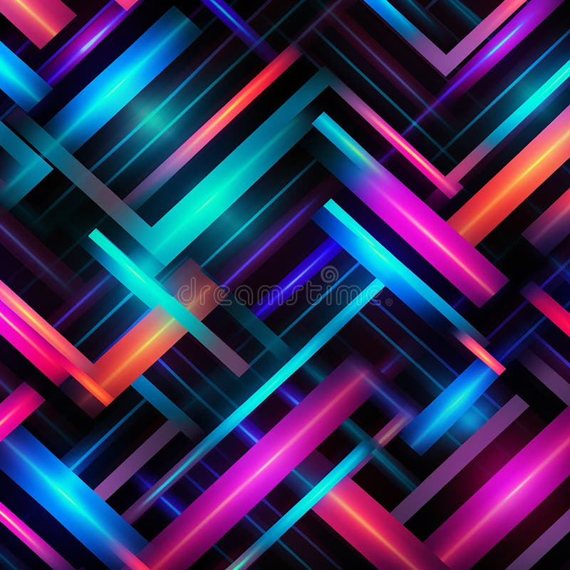 Neon Tech Style Design in Abstract Shapes and Lines. Stock Illustration ...