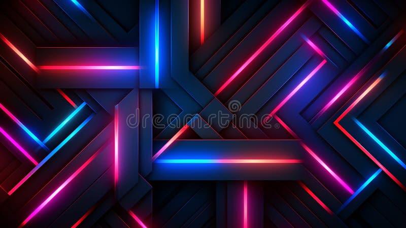 Neon Tech Style Design in Abstract Shapes and Lines. Stock Illustration ...