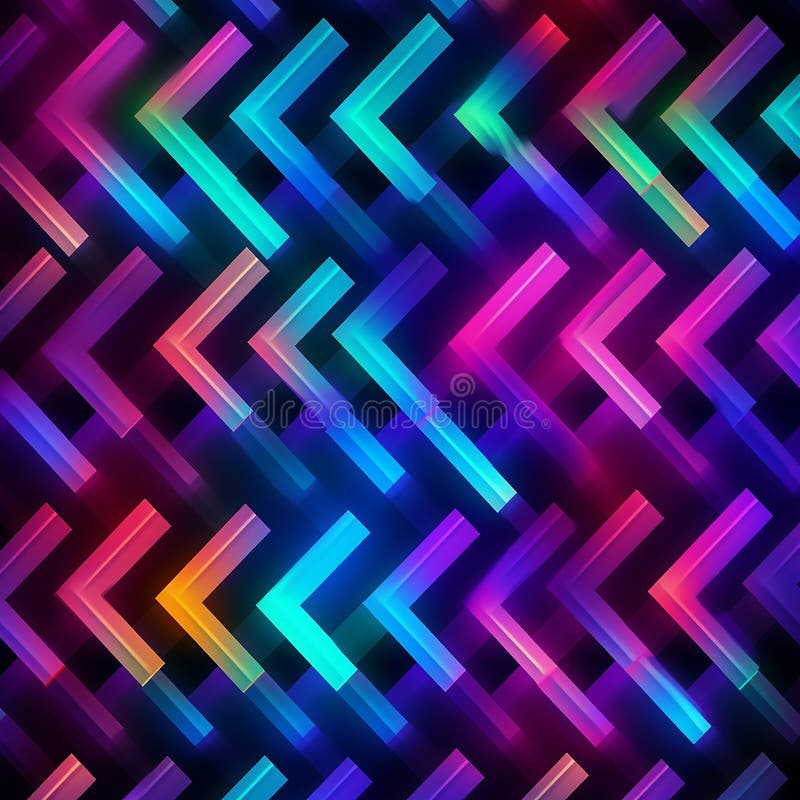 Neon Tech Style Design in Abstract Shapes and Lines. Stock Illustration ...