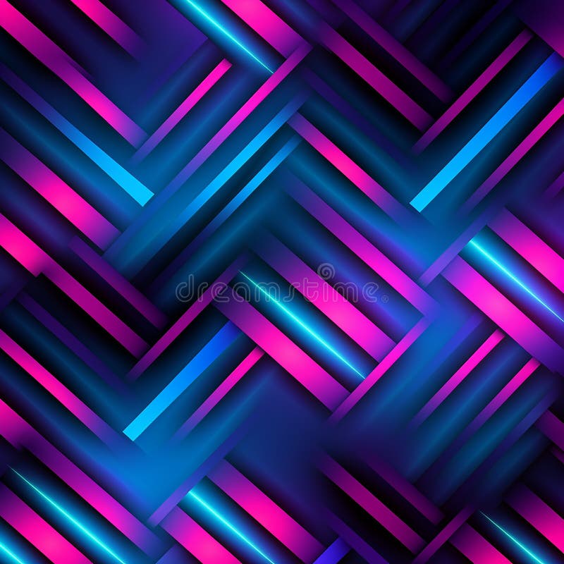 Neon Tech Style Design in Abstract Shapes and Lines. Stock Illustration ...