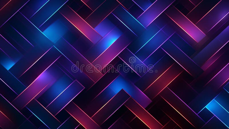 Neon Tech Style Design in Abstract Shapes and Lines. Stock Illustration ...