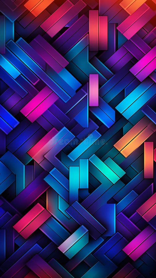 Neon Tech Style Design in Abstract Shapes and Lines. Stock Illustration ...