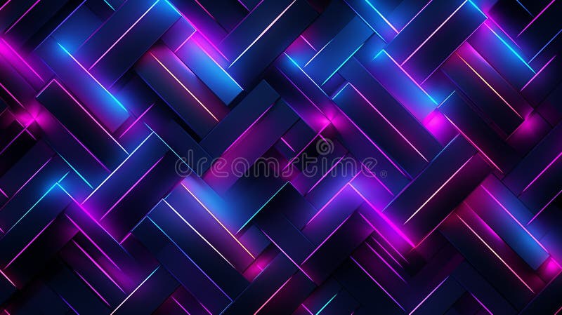 Neon Tech Style Design in Abstract Shapes and Lines. Stock Illustration ...