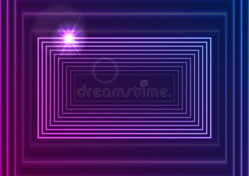 Bright Neon Glowing Rectangle Frame Abstract Background Stock Vector ...