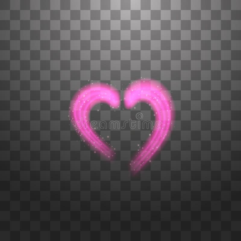 Bright Neon Heart. Heart Sign on Dark Transparent Background. Neon Glow ...
