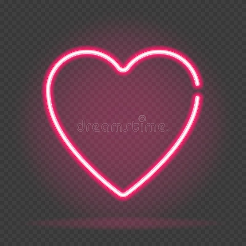 Bright Neon Heart. Heart Sign on Dark Transparent Background. Neon Glow ...