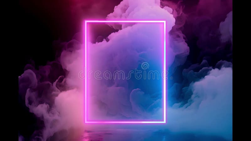 Bright Neon Illuminated Pink and Blue Soft Clouds Smoke Sky Background ...