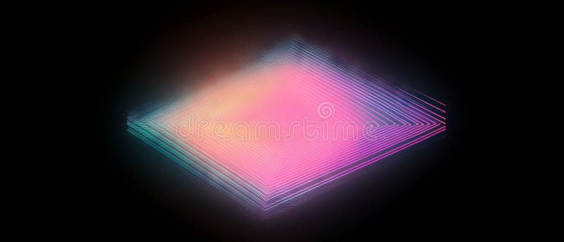 Bright Neon Isometric Grid Overlay with a Three-dimensional Effect on a ...
