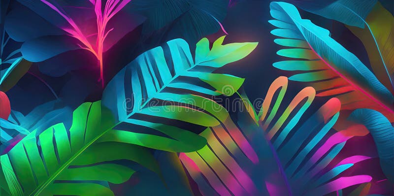 Bright Neon Leaves As a Background. Stock Illustration - Illustration ...