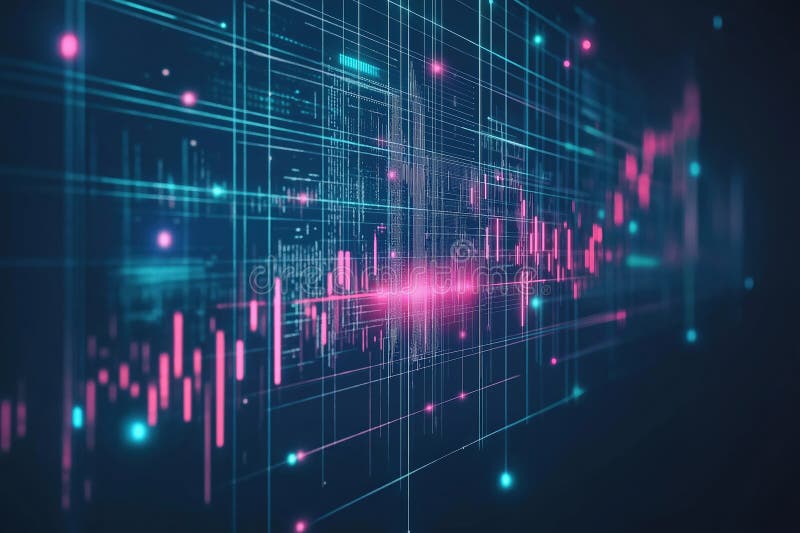 Abstract Representation of Data Analysis with Neon Lines in a Digital ...