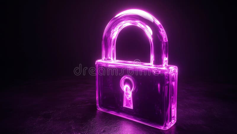 A Bright Neon Lock Icon Symbolizing Security and Safety in the Digital ...