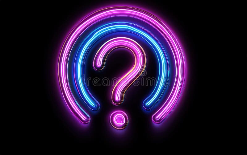 Bright Neon Question Mark Illuminated in Vibrant Colors Against a Dark ...