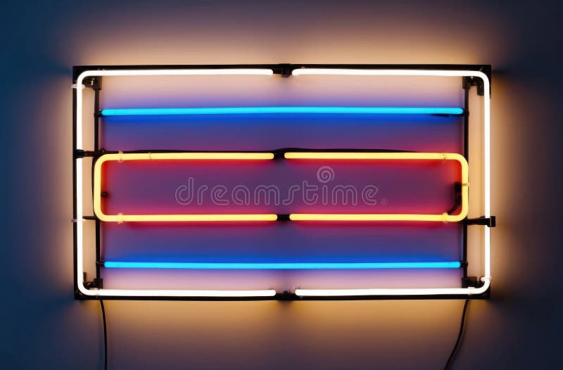 Bright Neon Rectangle Frame or Horizontal Sign, Emitting Vibrant Light ...