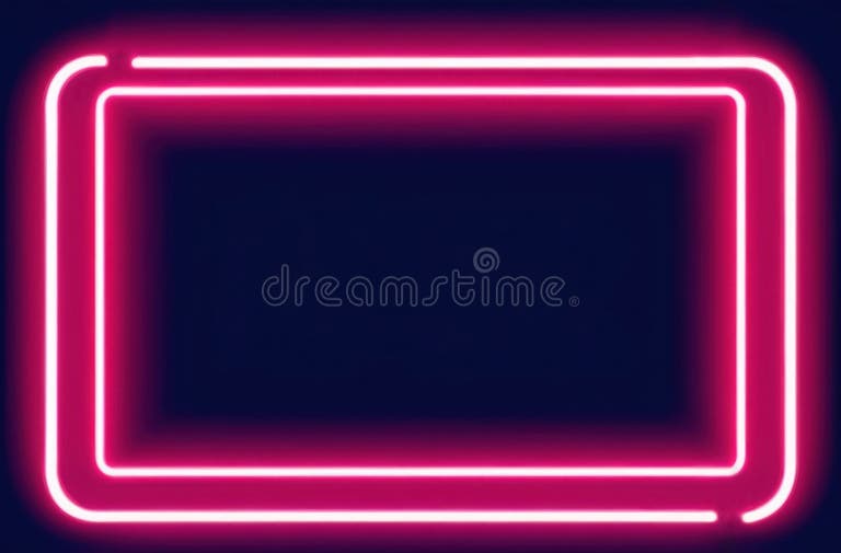 Bright Neon Rectangle Frame or Horizontal Sign, Emitting Vibrant Light ...