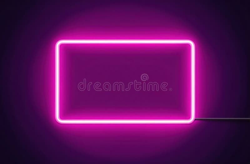 Bright Neon Rectangle Frame or Horizontal Sign, Emitting Vibrant Light ...