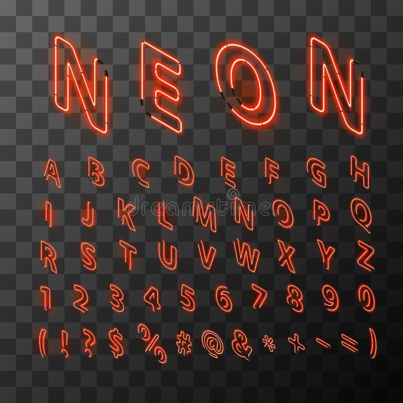 Bright Neon Red Letters In Isometric View Stock Illustration ...