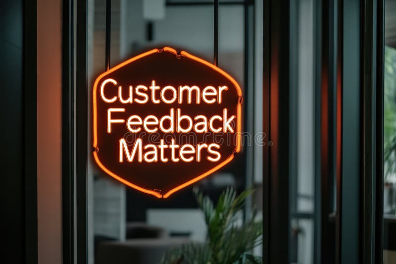 Bright Neon Sign Displaying Customer Feedback Matters in Modern Retail ...