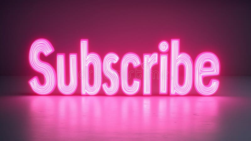 Bright Neon Subscribe Sign Glowing in Pink Against Dark Background ...