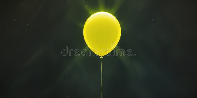 Bright Neon Yellow Balloon Glowing on Black Background Stock Photo ...