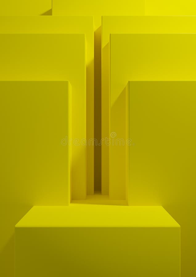 Bright, Neon Yellow 3D Rendering Simple, Minimal, Geometric Background ...