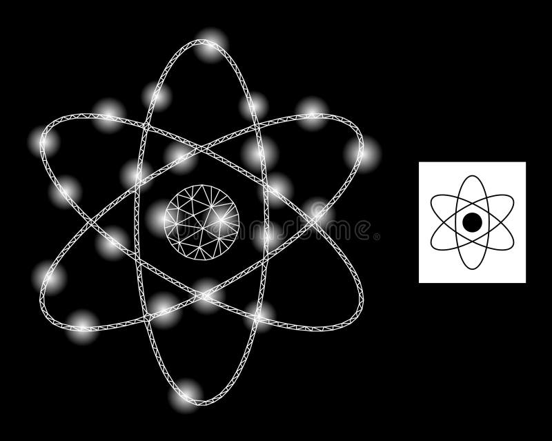 Bright Net Atom Orbits Icon with Constellation Light Spots Stock ...