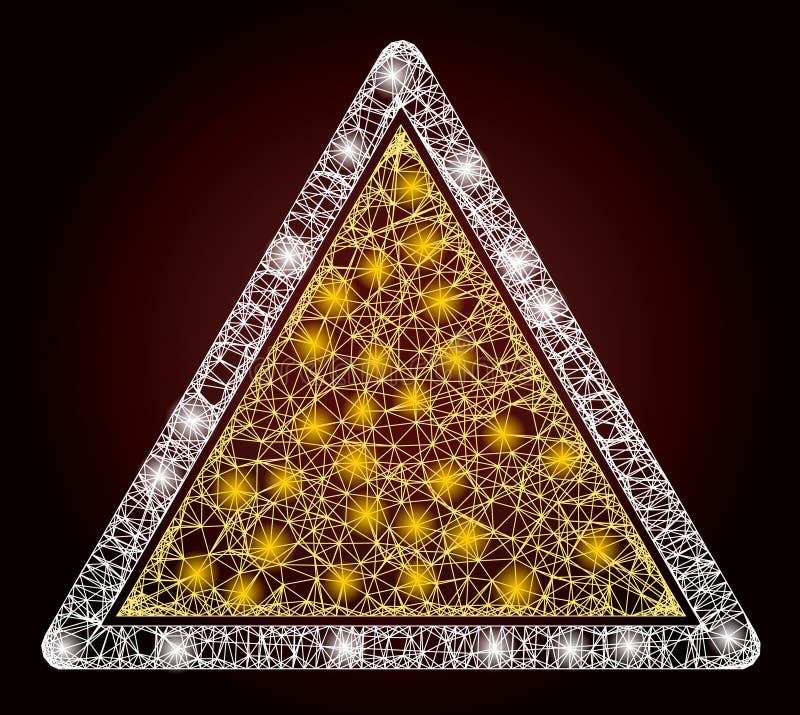 Bright Net Mesh Danger Triangle Template with Light Spots Stock Vector ...