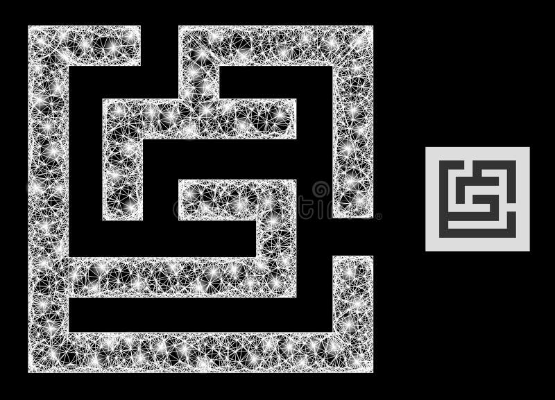 Magic Network Mesh Labyrinth Icon with Light Spots Stock Vector ...