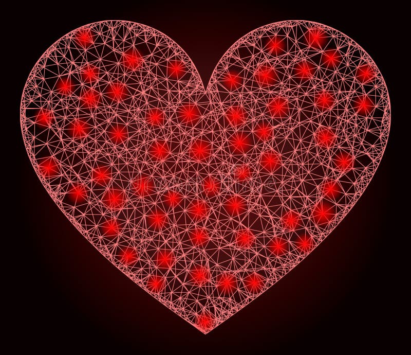Bright Net Mesh Love Heart with Lightspots Stock Vector - Illustration ...