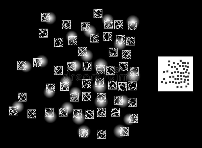 Bright Net Scattered Square Particles Mesh Icon with Glare Spots Stock ...
