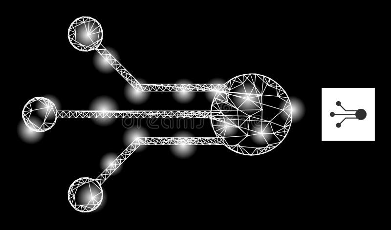 Bright Net Sensor Links Mesh Icon with Lightspots Stock Vector ...