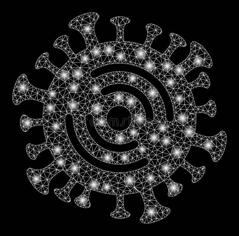 Shining Polygonal Net Mesh Wi-Fi Virus Icon with Light Spots Stock ...