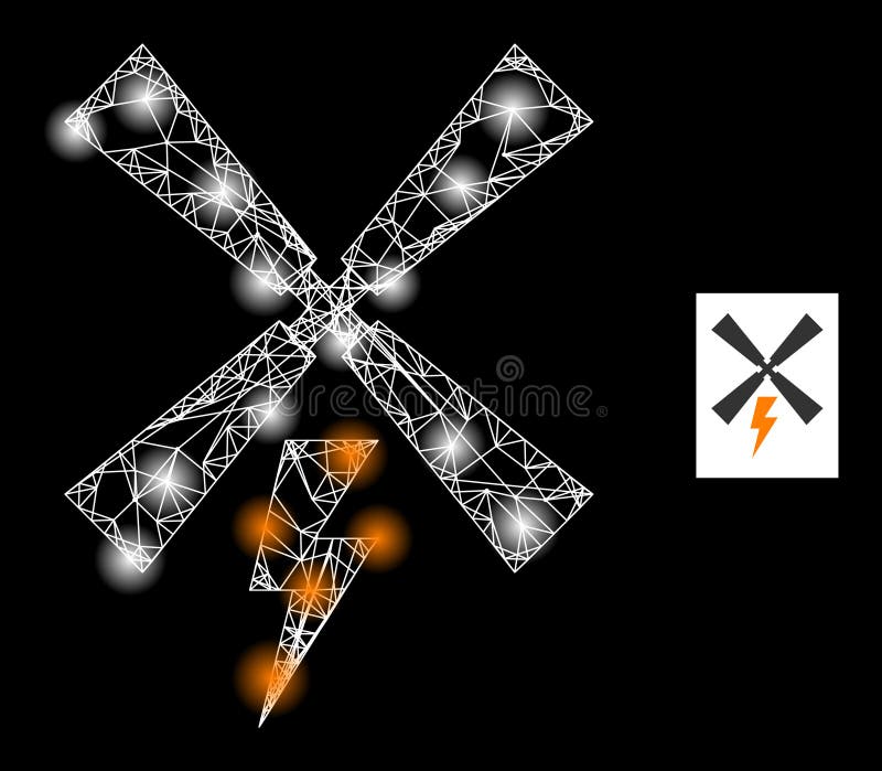 Bright Net Wind Electric Generation Mesh Icon with Lightspots Stock ...