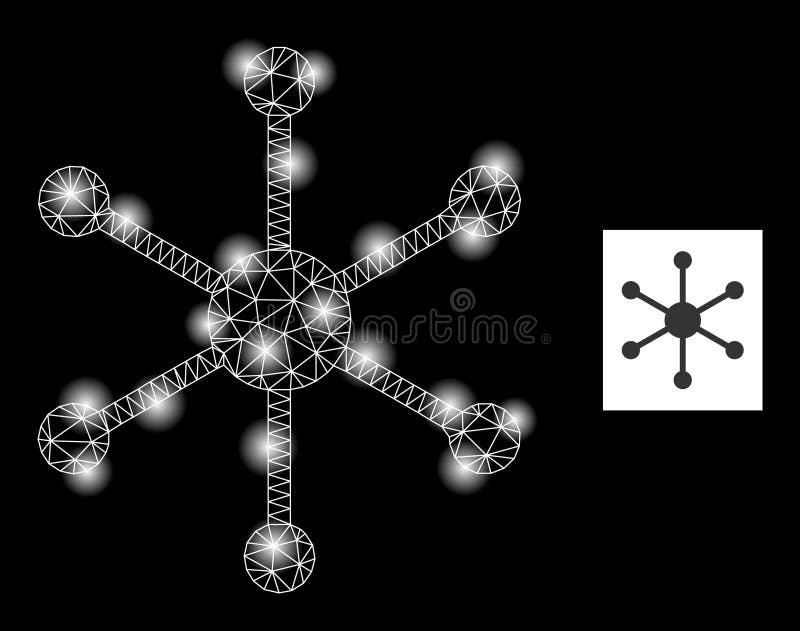 Bright Network Central Node Icon with Constellation Light Spots Stock ...