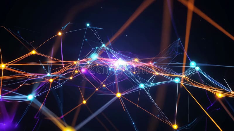 Bright Network of Connected Nodes Showcasing Digital Communication in a ...