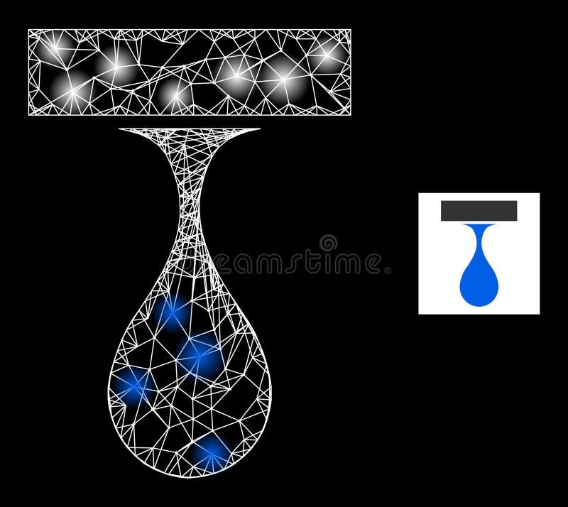Bright Network Drip Drop Mesh Icon with Constellation Nodes Stock ...