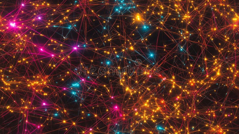 Bright Network of Dynamic Light and Color Patterns Stock Photo - Image ...
