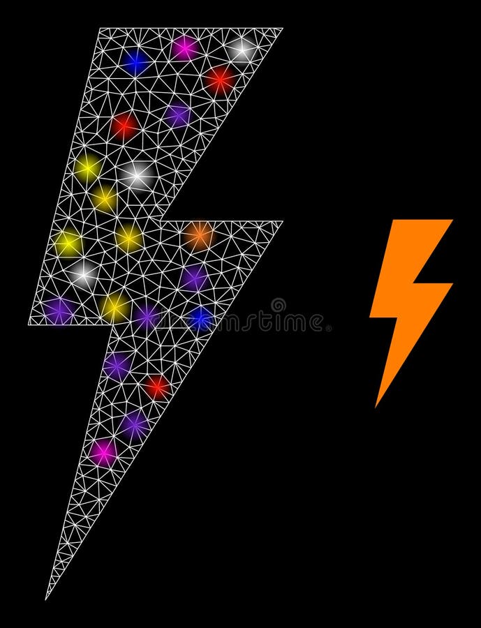 Bright Network Electric Spark Icon with Glare Colored Light Spots Stock ...